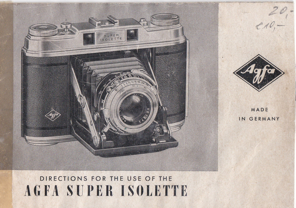 Agfa Super Isolette, Directions for use. (original). – Petrakla Classic ...